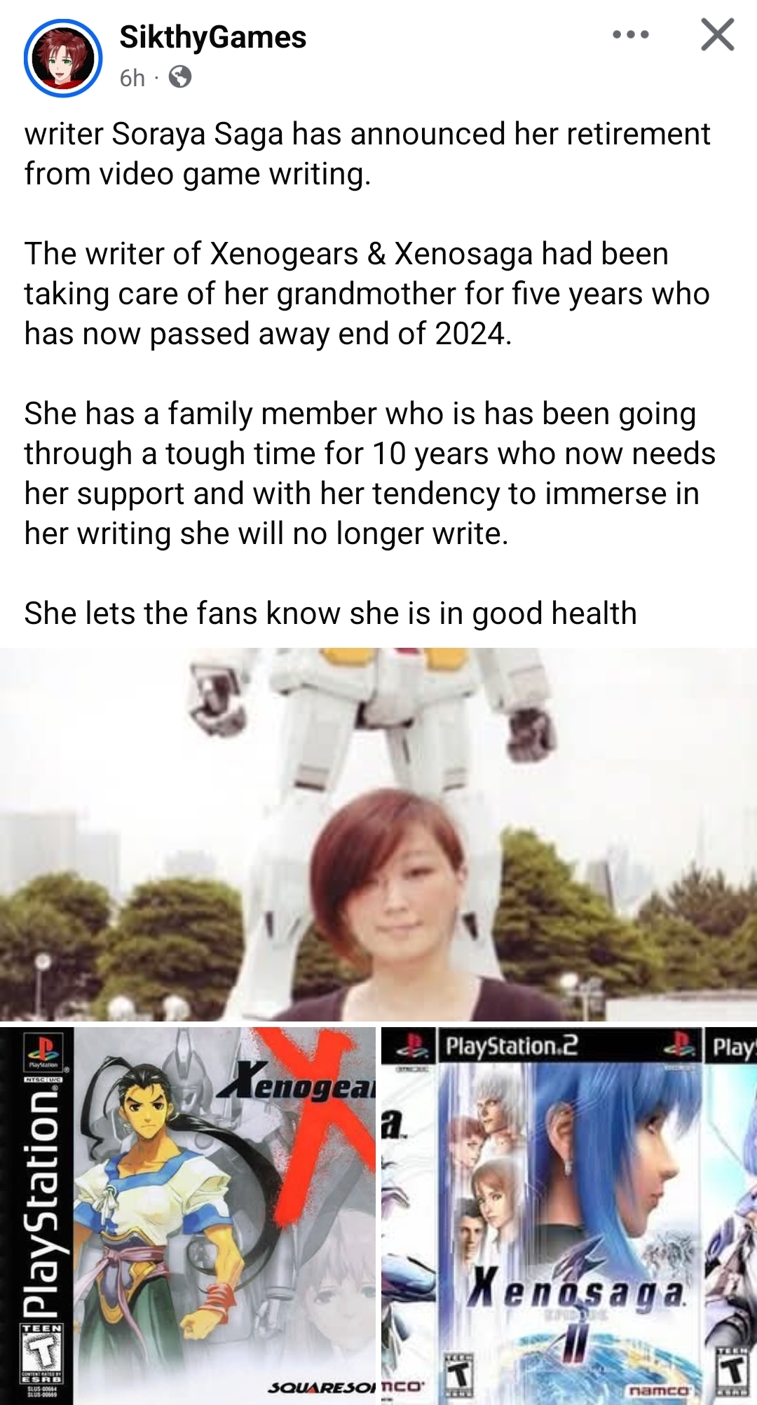 Other - Xenogears and Xenosaga Writer Soraya Saga retires | Gaming ...