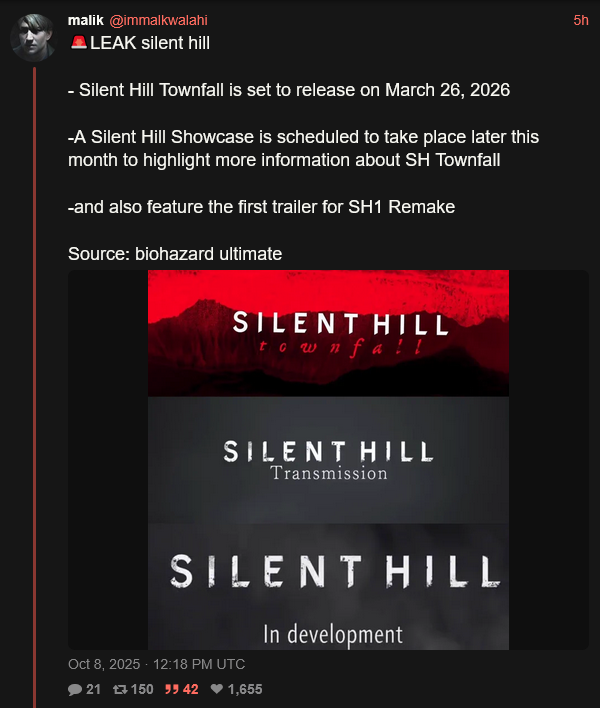 Rumor: Silent Hill Transmission Broadcast Later This Month w/ Silent ...